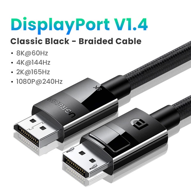 UGREEN DisplayPort 1.4 Cable 8K 4K HDR 165Hz 60Hz Display Port Adapter ...