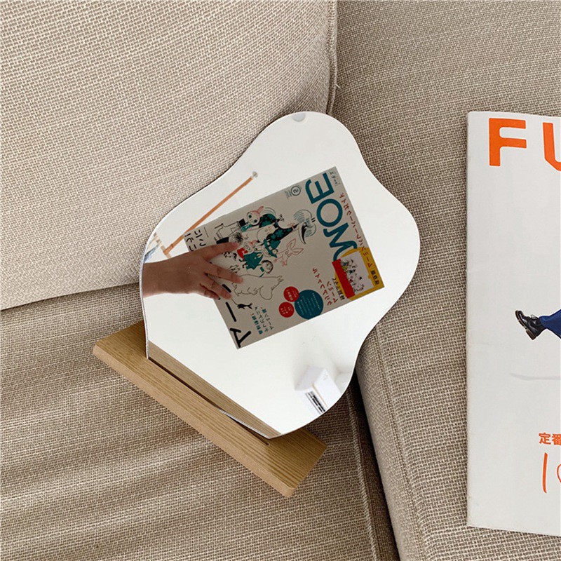 Irregular Mirror Dressing Table Makeup Cosmetic Wooden Mirror Room ...