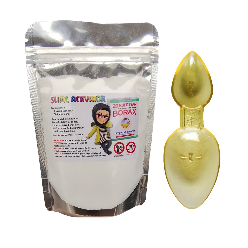 BORAX 20MULE FOR MAKING SLIME 50G/100G (REPACK) - FREE SPOON & TUTORIAL ...