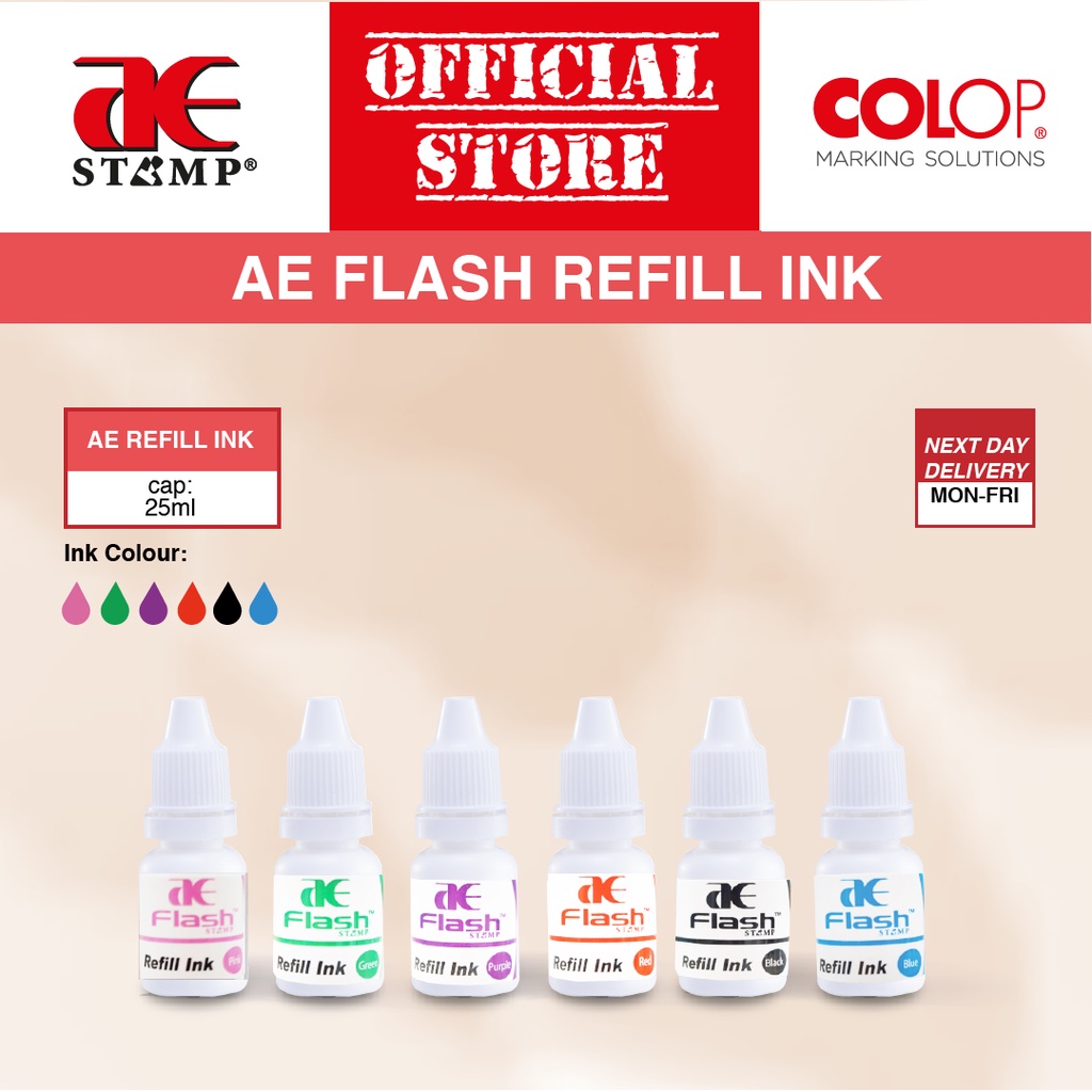 AE Flash Stamp Refill Ink | Pre Ink Stamp Ink Refill black blue red ...
