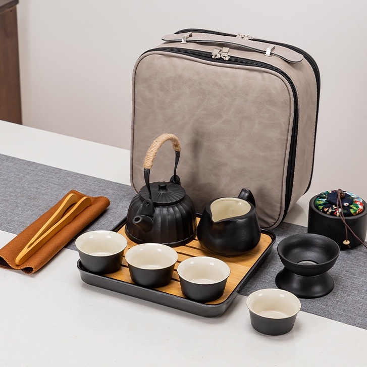 Chinese Tea Pot Cup Set with Tray - Travel Ceramic Tea set | Shopee ...