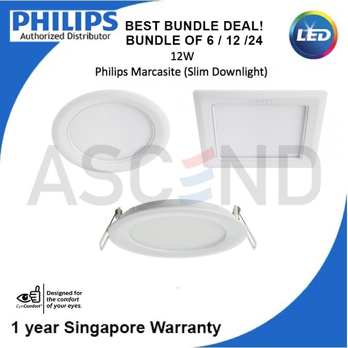 Philips LED Downlight 12W Marcasite 59522/59527 (Round/Square ...
