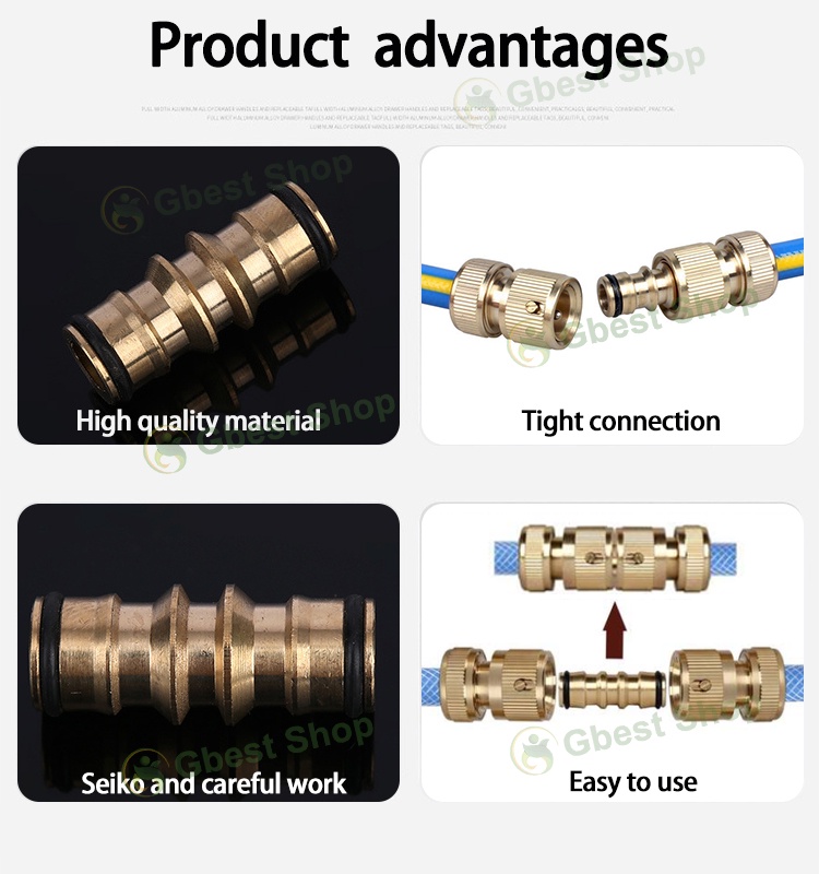 1/2" Double Connector 2 Way Garden Brass Hose Connector Joiner Coupler ...