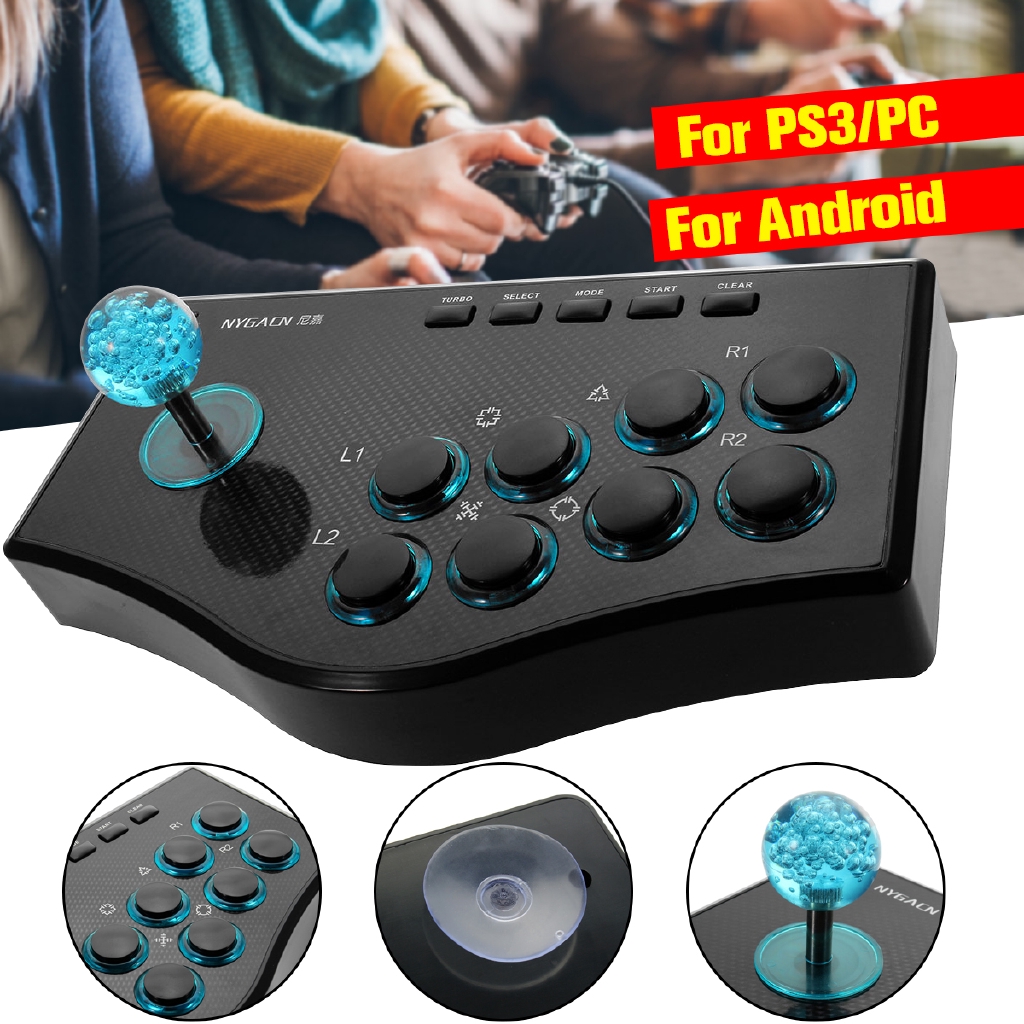 Black Game Usb Rocker Controller Arcade Joystick Gamepad Fighting Stick For Android Plug And Play