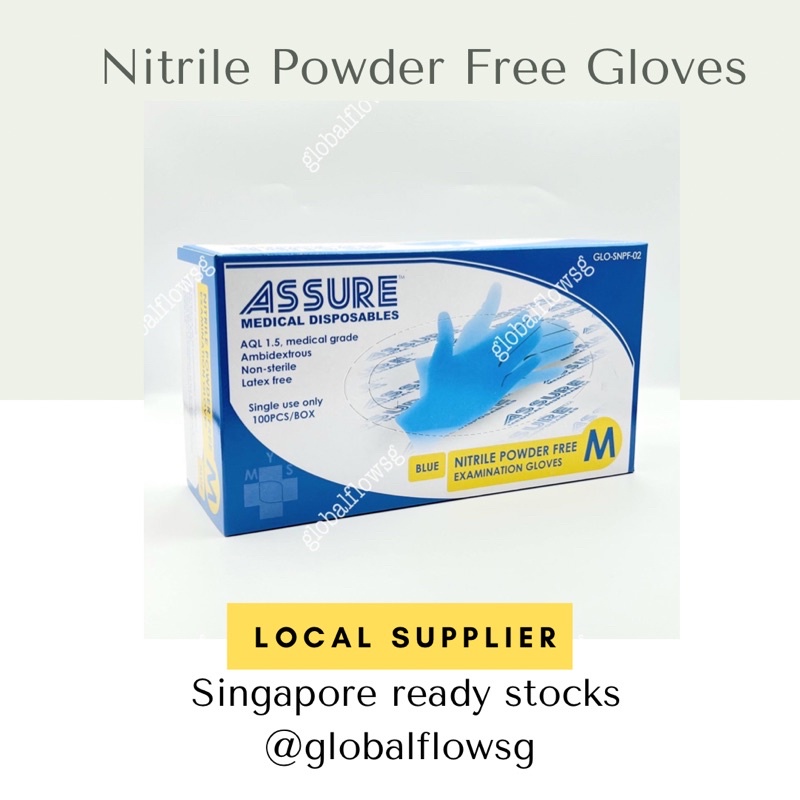ASSURE” Blue Soft Nitrile Powder-Free Gloves | Shopee Singapore