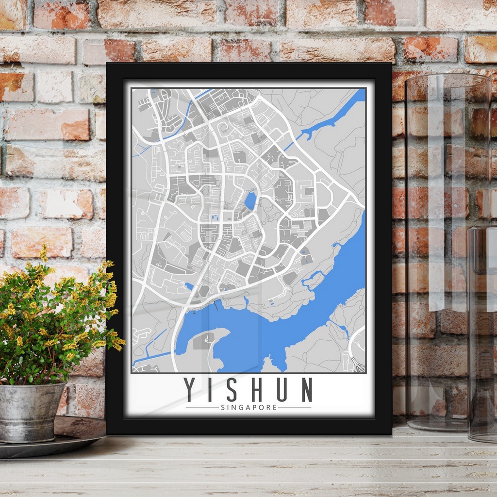Singapore City Yishun Map Modern Art Decor Poster | Shopee Singapore