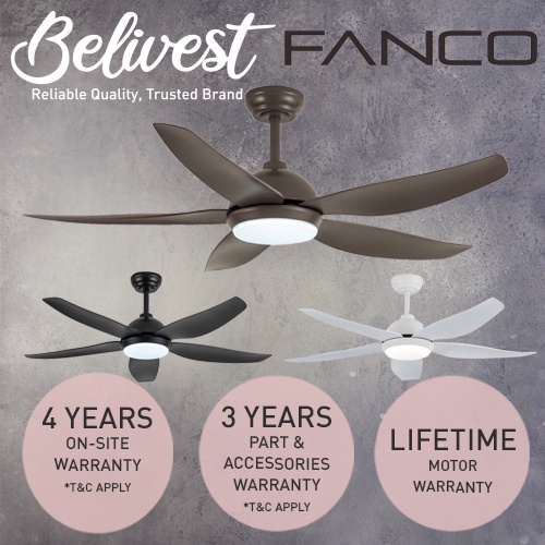 FANCO GALAXY-5 DC Motor Ceiling Fan With 24W LED- 5 Blades 38, 48, 56 ...