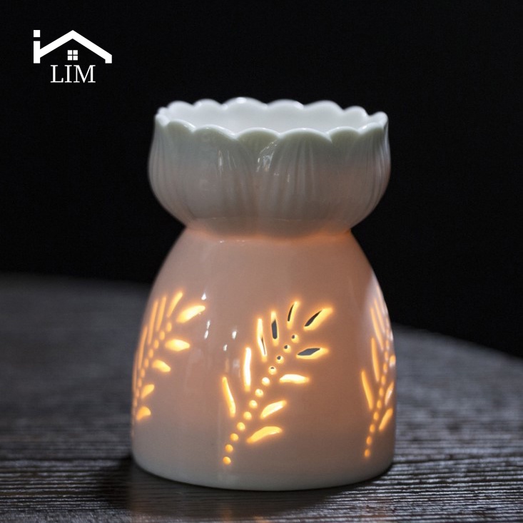 Ceramic Aroma Spa warmer Lotus Design Essential Oil Burner Diffuser ...