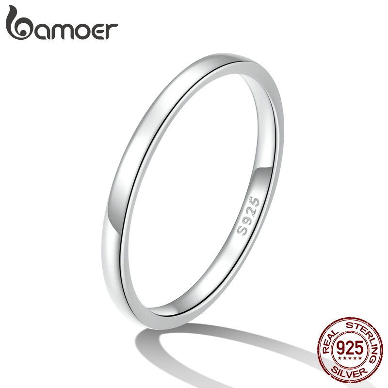 Bamoer Rings 925 Silver Finger Ring Simple Fashion Accessory Jewelry Women Gift | Shopee Singapore