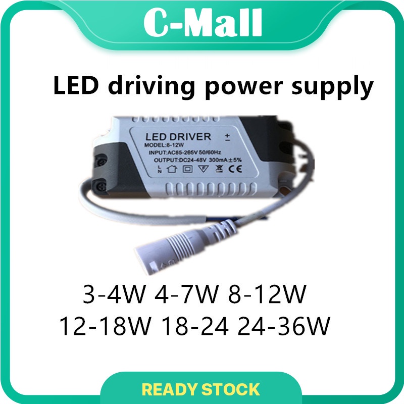 C-MALL LED Driver 3-4W /4-7W/8-12W/12-18W/18-24W/24-36W-AC-DC | Shopee ...