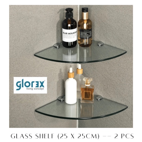 (GLOREX)(2pcs)High Quality Thick Bathroom Shelf Corner Glass Shelf ...