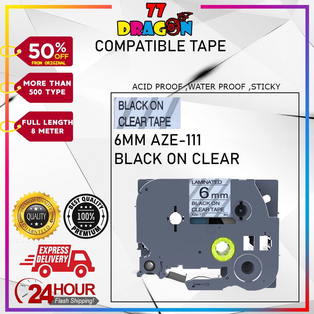 Laminated Label Tape for Brother P-Touch Labelling Machine 6mm | Shopee ...