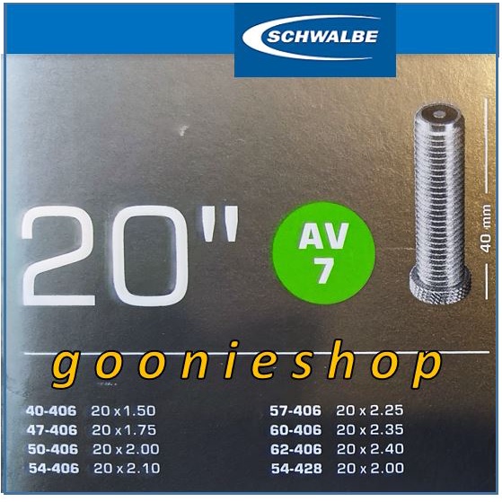 *SG SELLER* SCHWALBE Inner Tyre Tube for 16 18 20 22 inch Folding Bicycle. Model AV4 AV6 AV7 ...