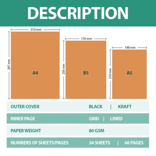 Notebook/Exercise Book - A5/B5/A4, Lined/Grid/Blank, 80-GSM, String ...