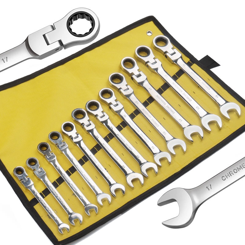 WOZOBUY Flex Head Ratcheting Wrench Set- Metric Ratchet Combination ...