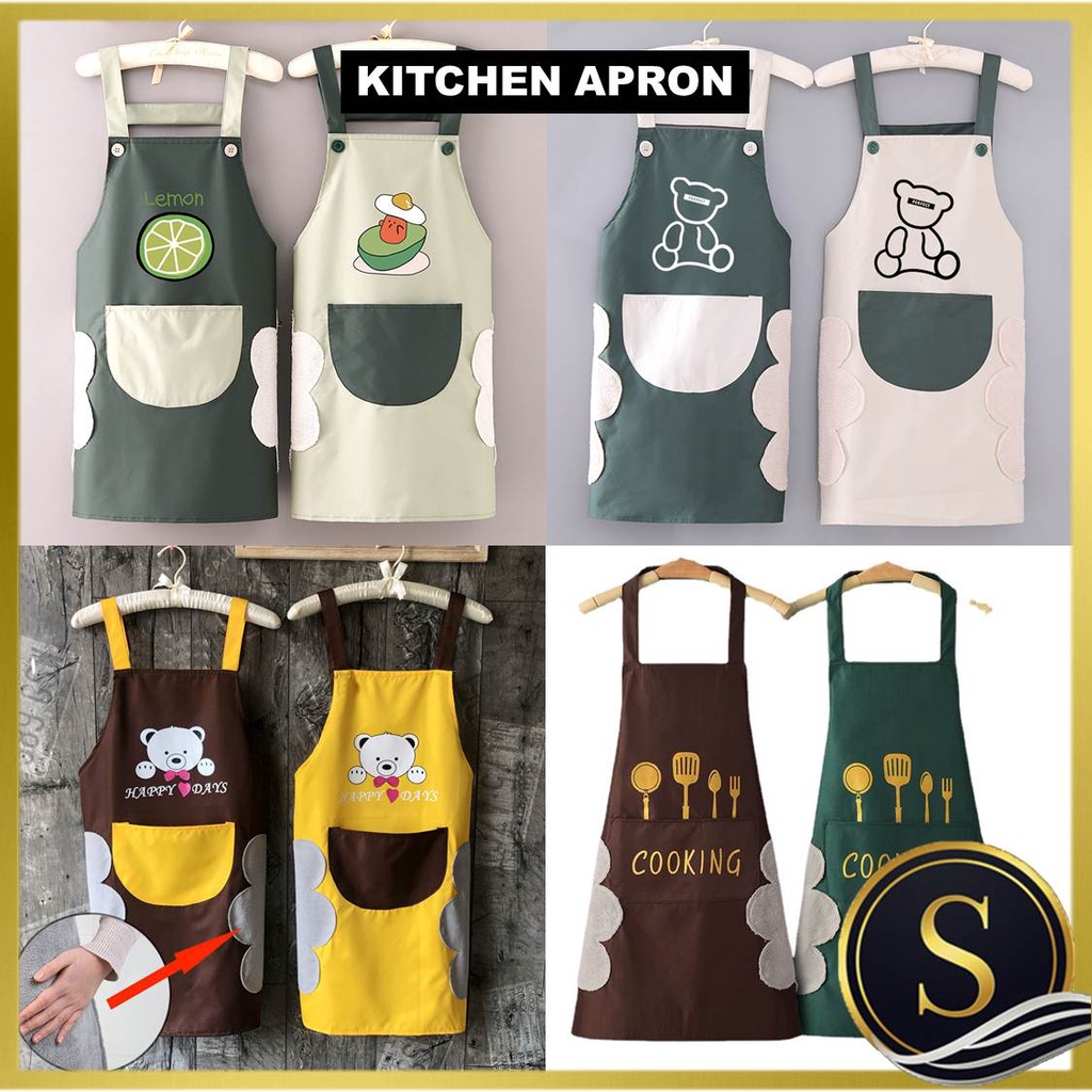 Apron Kitchen With Mop Hand Area Apron Cute Design Cooking Baking Apron ...