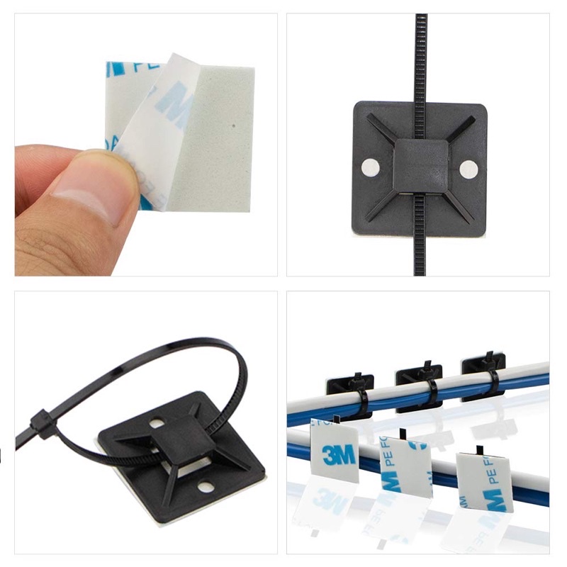 Cable Tie Mount Base 3M Foam Self Adhesive Wire Tie Mount - 20mm/25mm/30mm/40mm (White/Black ...