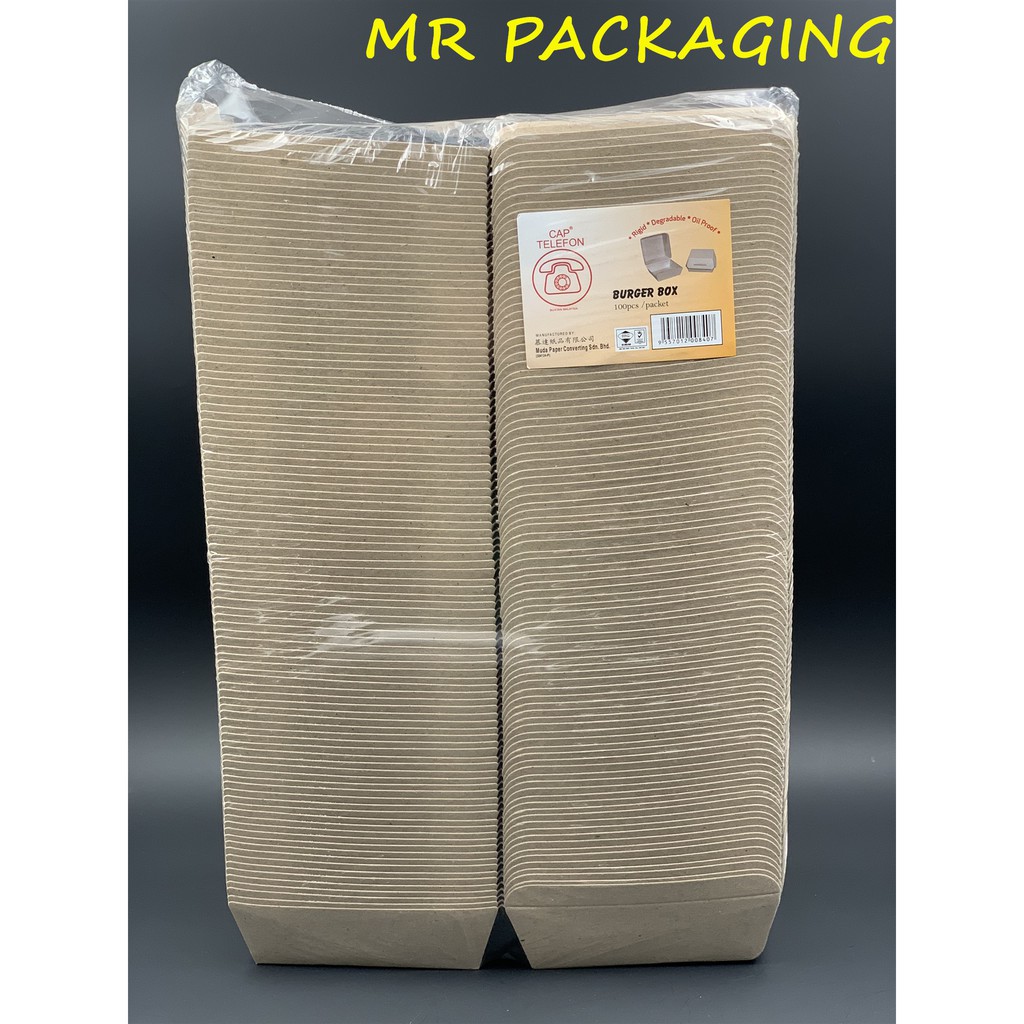 Paper Burger Box ( 100pcs± ) Cap Telefon - Disposable Paper Food Box ...