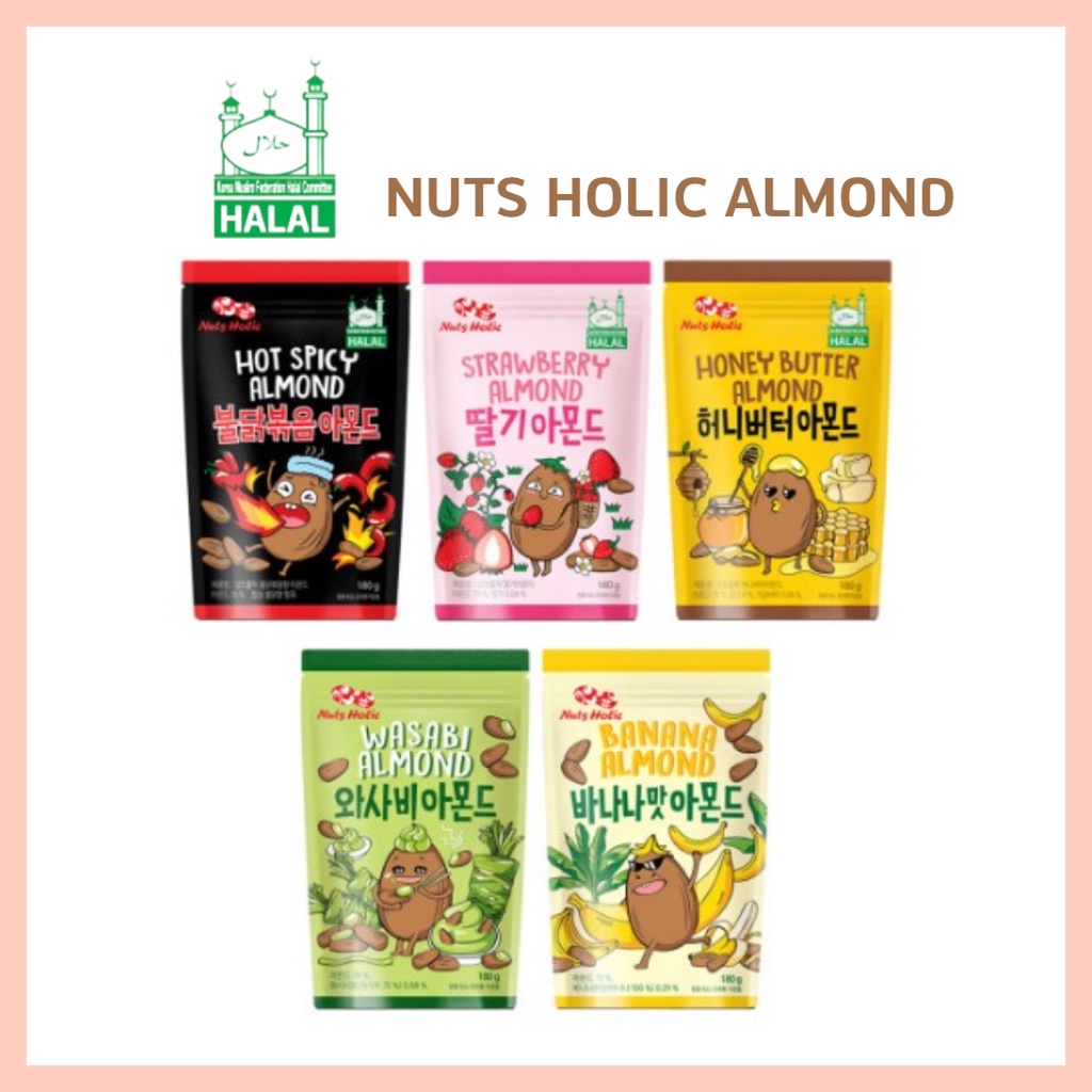 [HALAL NUTS HOLIC] Korean Seasoning Almond Snack Series 180g ( Honey ...