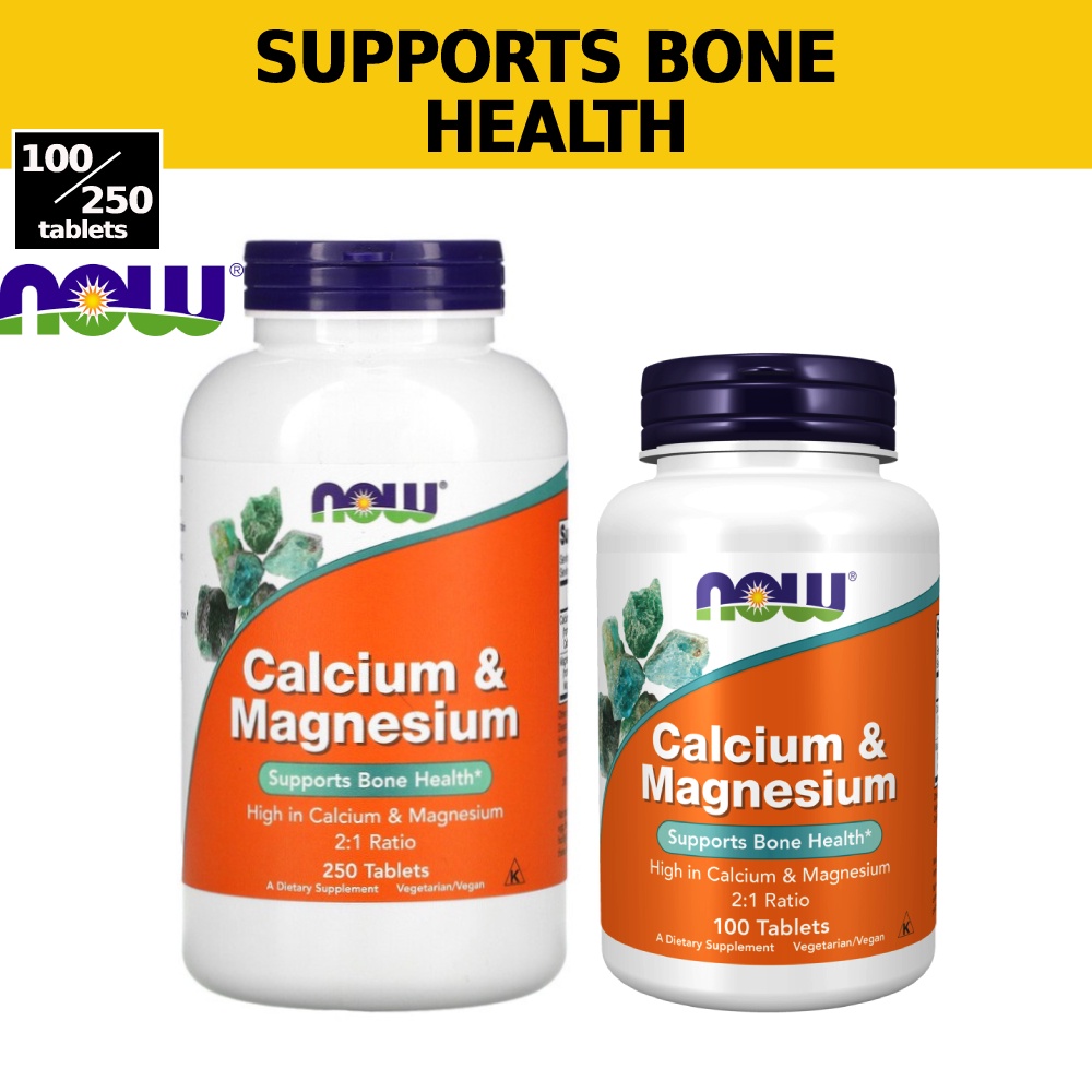Now Foods, Calcium & Magnesium, Supports Bone Health 100 - 250 Tablets ...