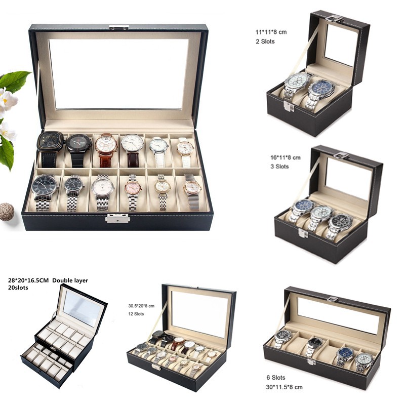 Aluminium / PU Leather Watch Slot Case Storage Box 6 10 12 20 24 slots ...