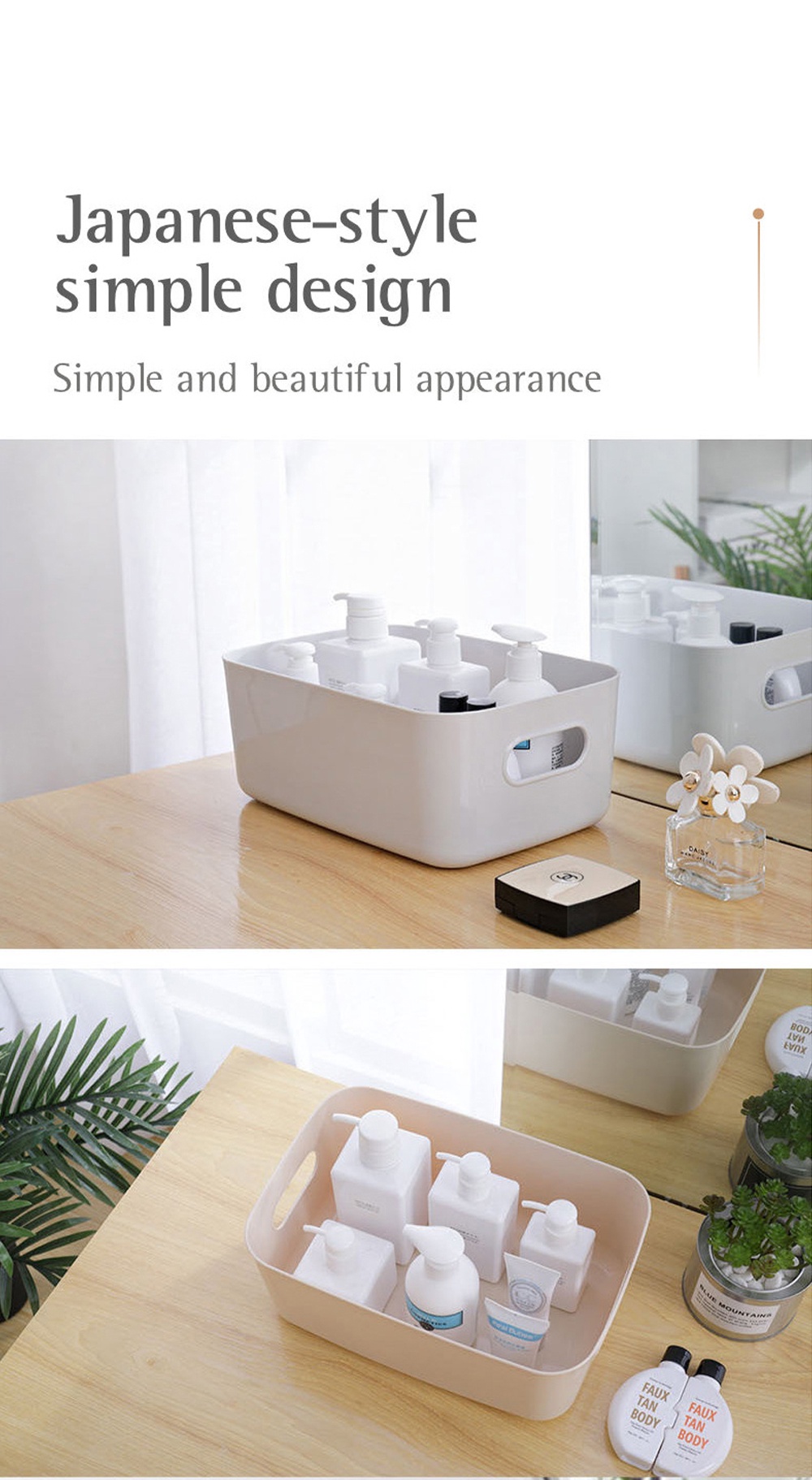 [2pcs]Japanese-style Storage Box Simple Desktop Organizer Multi-purpose ...