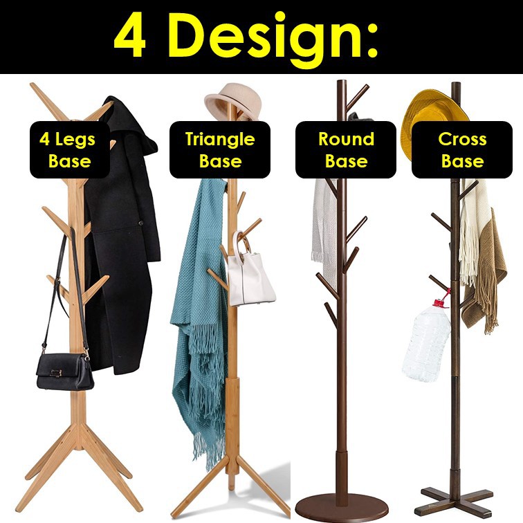SG seller solid Wooden Coat Rack and Stand, Free Standing Clothes ...