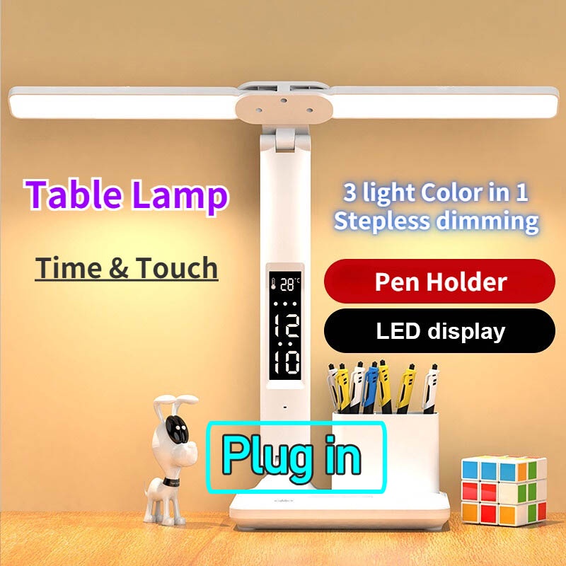 LED Table Light Study Touch Dimming Desk Lamp Bedroom Bedside USB ...