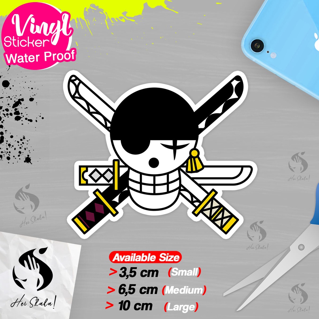 One Piece Roronoa Zoro Pirate Logo Sticker Japanese Anime Waterproof ...