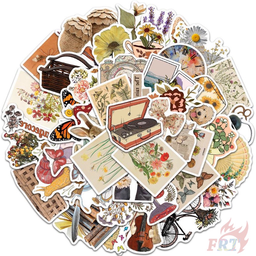 50Pcs/Set French Pop Art Series 02 Stickers DIY Fashion Mixed ...