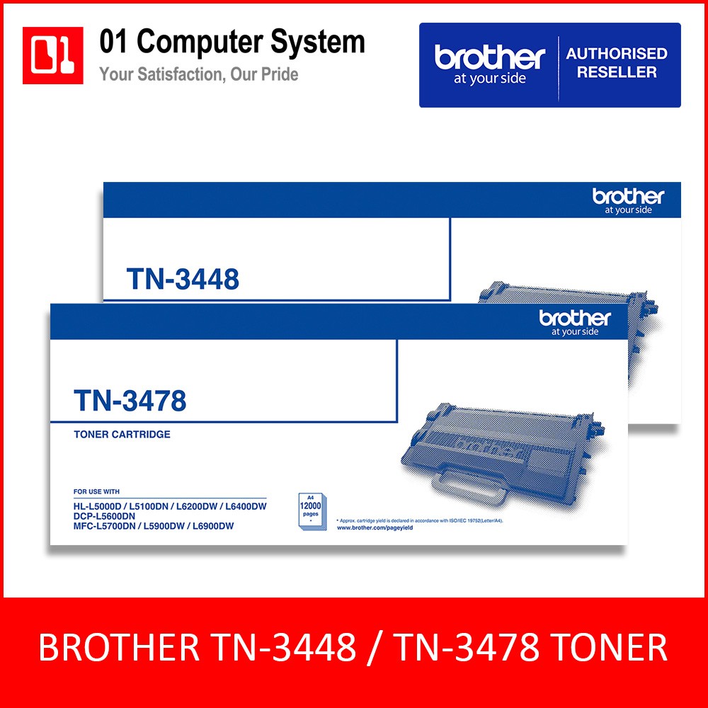 [GENUINE ORIGINAL] BROTHER TN-3448 TN-3478 TN3448 TN3478 BLACK TONER ...
