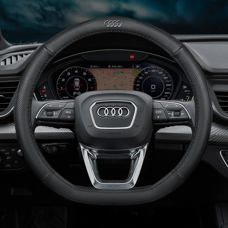 Audi Car Steering Wheel Cover Leather Non-slip Breathable Logo ...