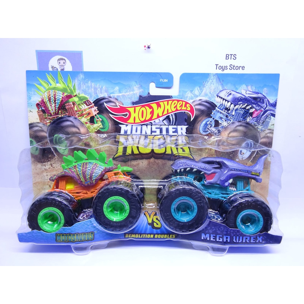 Hot Wheels Monster Trucks Motosaurus VS Mega Wrex Demolition Doubles Pack contains 2 pcs ...