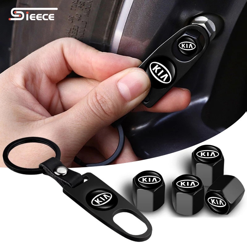 Sieece Car Tire Valve Cap With One Wrench Keychain Tire Stem Valve Caps ...