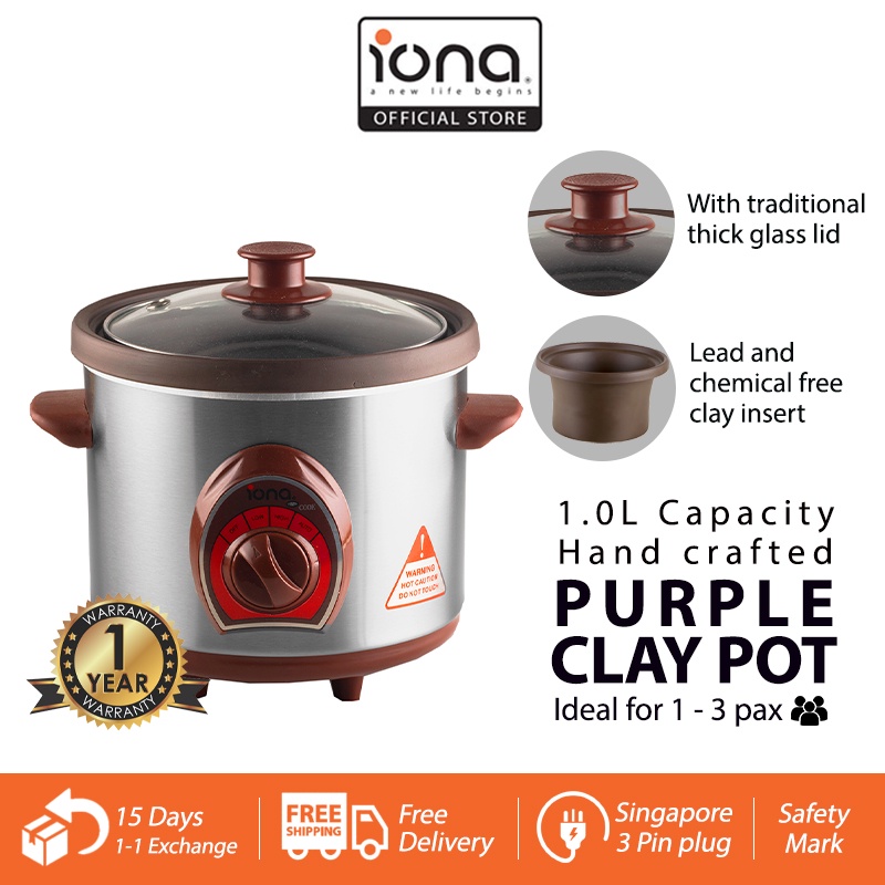 IONA 1.0L Electric Mini Clay Auto Slow Cooker Stew Pot 小炖锅 - GLSC150 ...