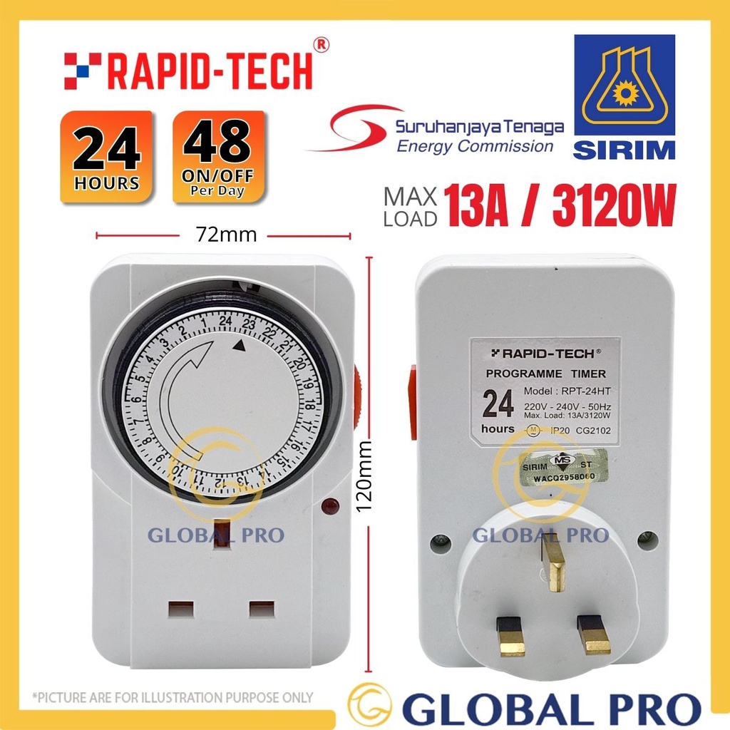 [ Sirim ] Eurosafe M Lite Sunstar 13a 24hours Plug In Timer Switch Plug Timer Socket Timer