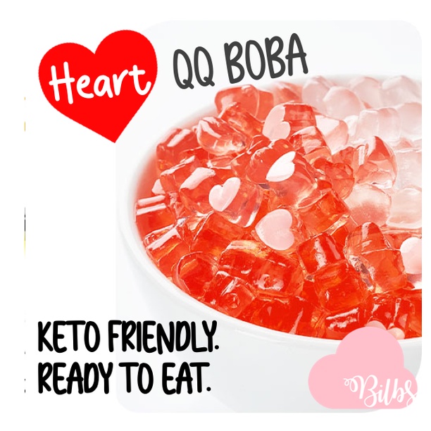 Strawberry Heart Shape Keto Friendly No Cook QQ Boba Bubble Tea Pearls ...