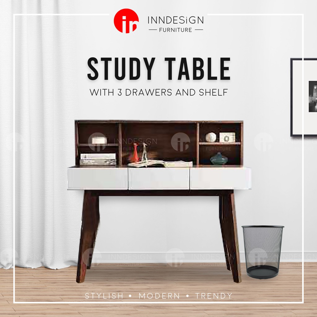 [LOCAL SELLER] [READY STOCK] STUDY TABLE WITH DRAWER AND SHELF (FREE ...