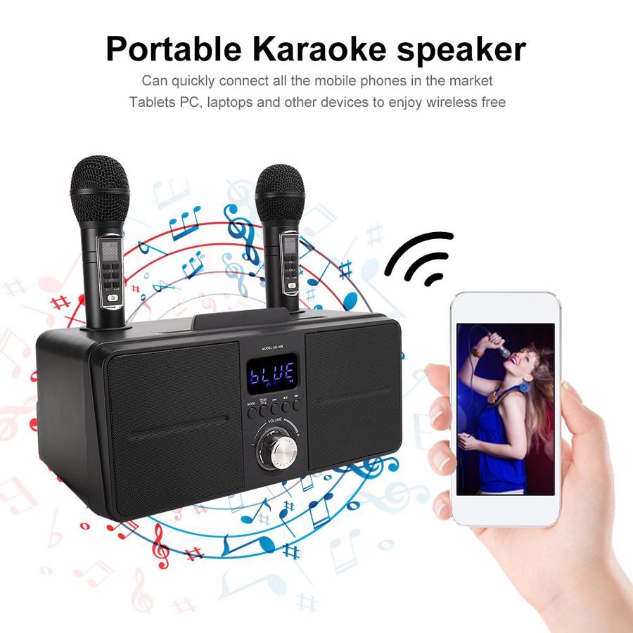 SD309 Dual Wireless Microphones System 30W Outdoor Karaoke Microphone ...