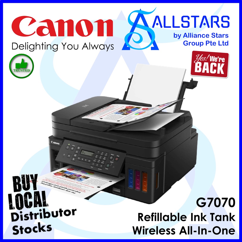 Canon PIXMA G7070 Refillable Ink Tank Wireless All-In-One with Fax for ...