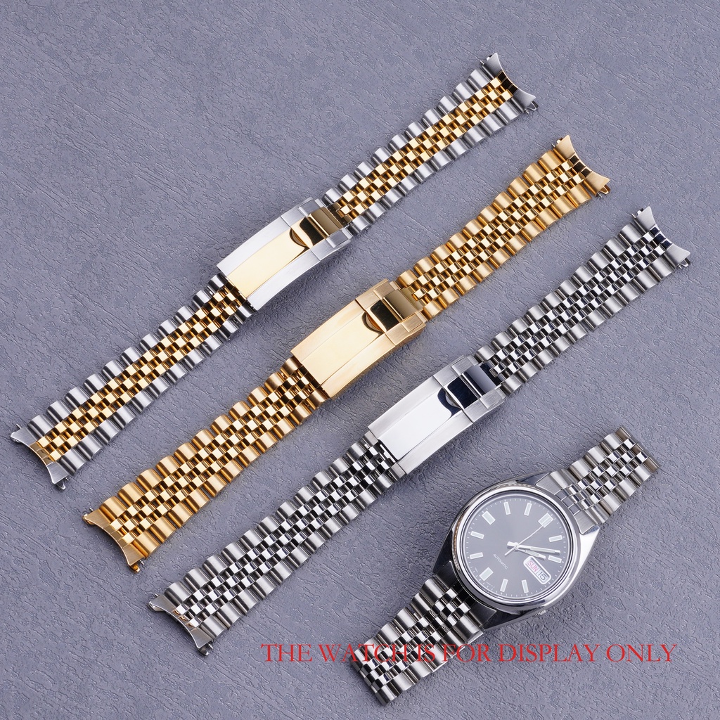 19mm Silver Gold Hollow Curved End Solid Screw Links Watch Band strap ...