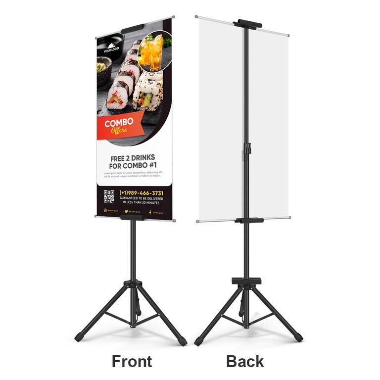 Black Tripod Poster Stand | Double sided poster Display Stand | Light ...