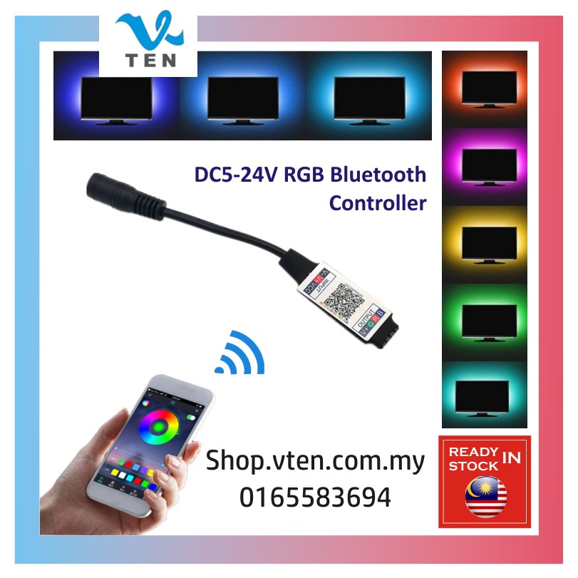 Bluetooth Controller For DC5V DC12V DC24V LED RGB Colourful Strip Light ...