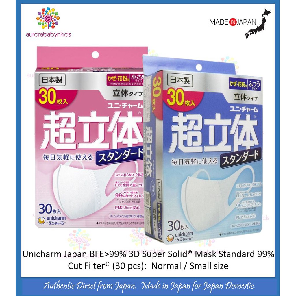 Unicharm Japan three-dimensional Hygiene Mask (30 pcs): Normal / Small ...