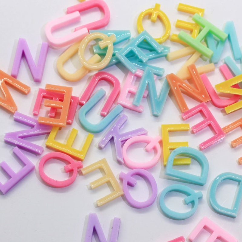 30pcs/pack Random Color Mixed Letters Resin Flatback DIY Children's ...