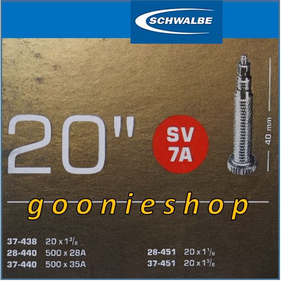*SG SELLER* SCHWALBE Inner Tyre Tube for 16 18 20 22 inch Folding Bicycle. Model AV4 AV6 AV7 ...