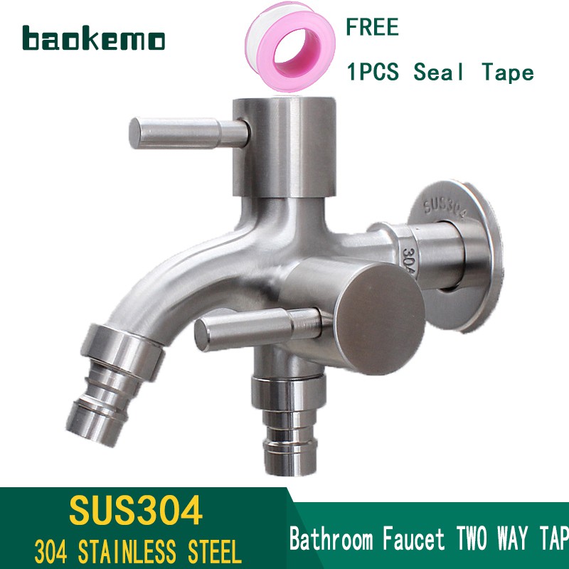 304 Stainless Steel Double Tap Multifunctional Stainless Steel Tap Two ...