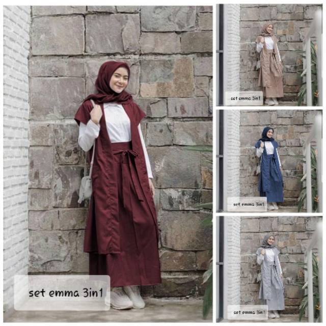 TEMMA SET / MUSLIM EMMA SHIRT SET + LONGCARDI BALOTELLY + SKIRT ...