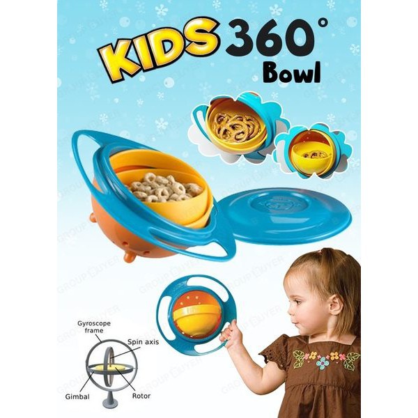 Baby UFO Gyro Bowl 360 Rotatable Learning Training Bowl Anti-Spill Bowl ...