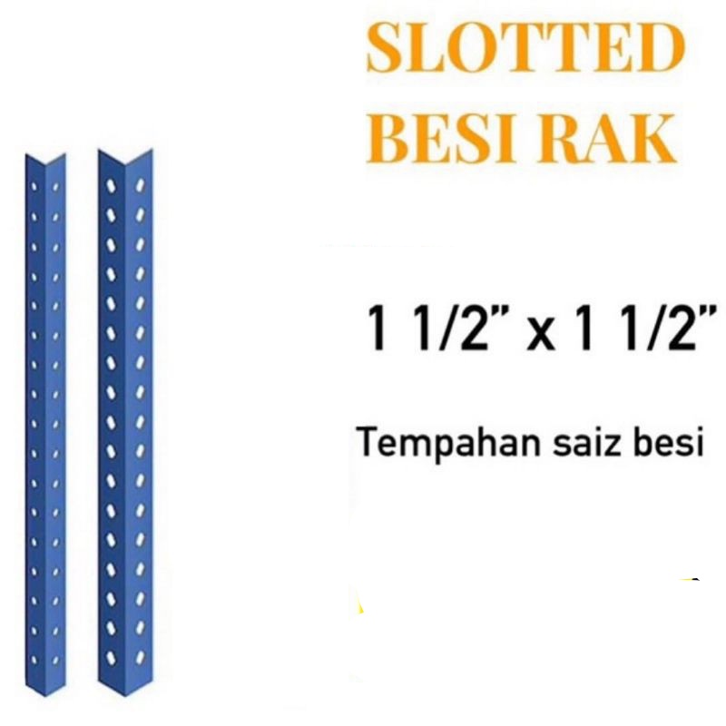 1 / 2 / 3 / 4 / 5 Ft/kaki Slotted Angle Bar/Iron/Besi Biru Rak Shelf ...